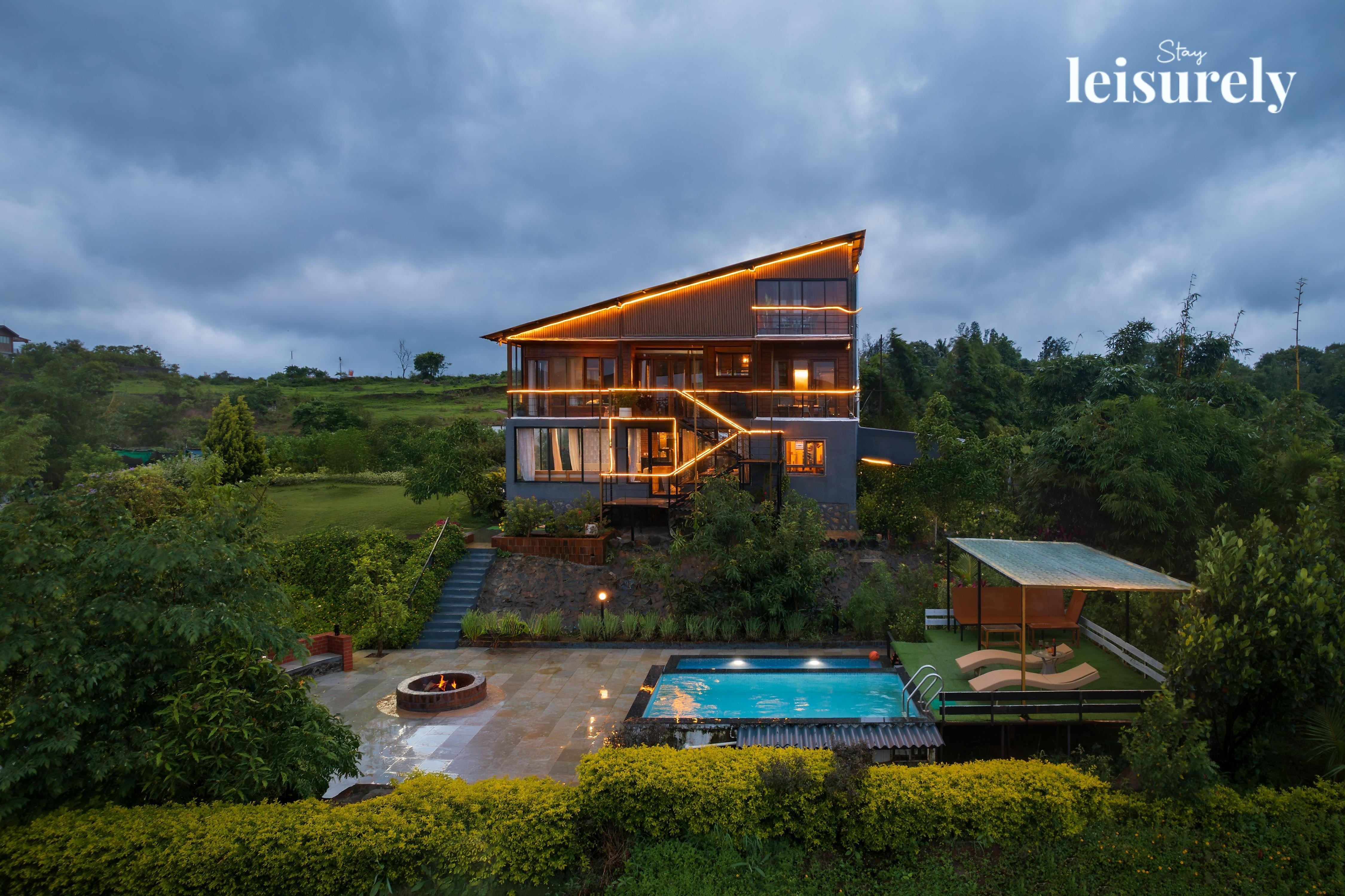 Stay Leisurely Woodscape 5BHK, Pawna Lake 𝗕𝗢𝗢𝗞 Lonavala Villa